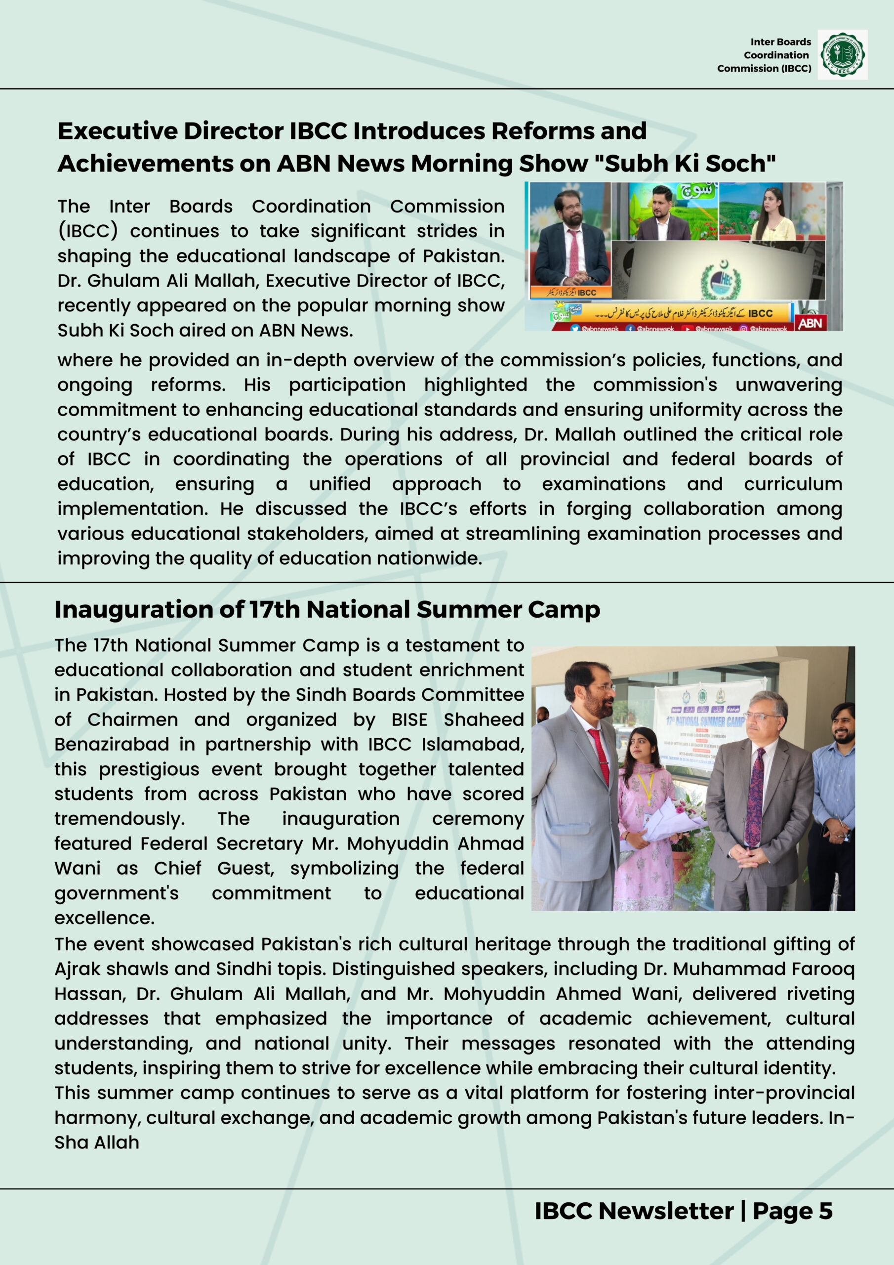 Monthly Newsletters – Inter Boards Coordination Commission (IBCC)